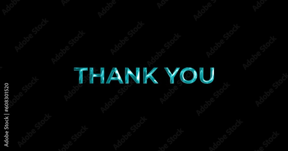 Thank you animation in blue shiny tex on the black screen alpha channel ...