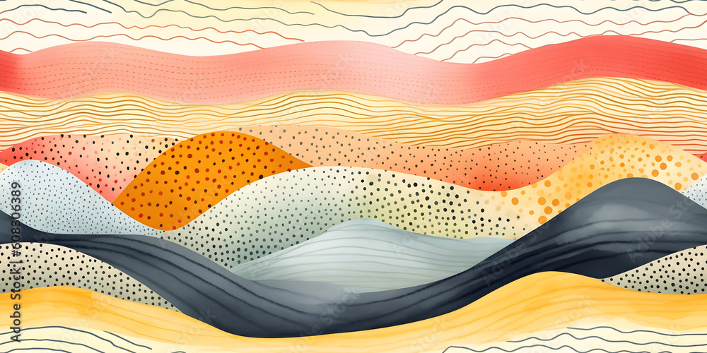 Seamless Abstract playful hand drawn fine line watercolor stripes ...