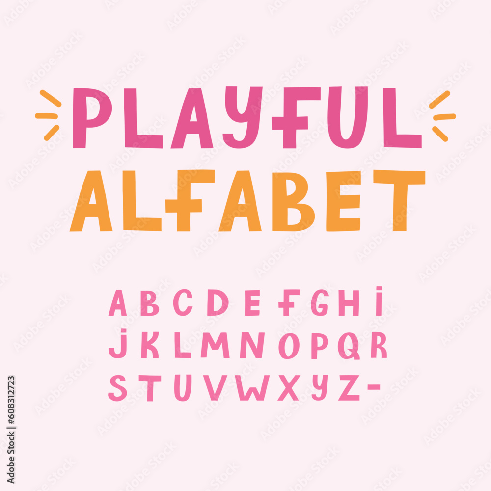 Cute playful font in childish naive style. Fidgety bold alphabet with ...