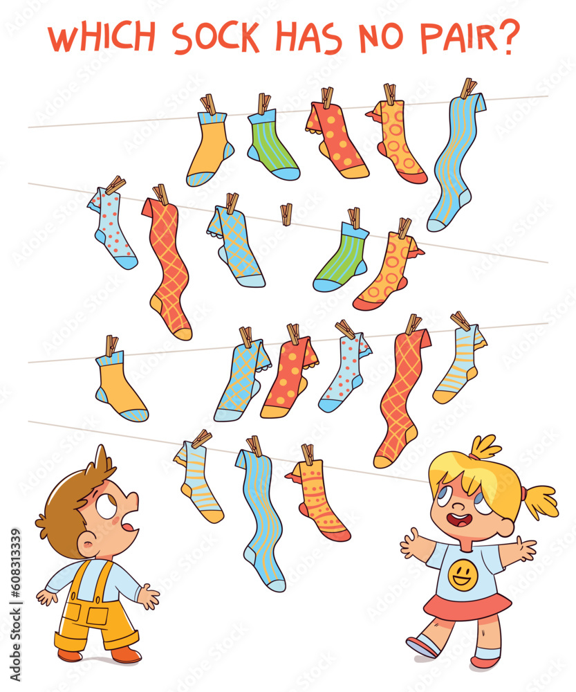 Which sock has no pair. Find two same picture. Puzzle Hidden Items ...