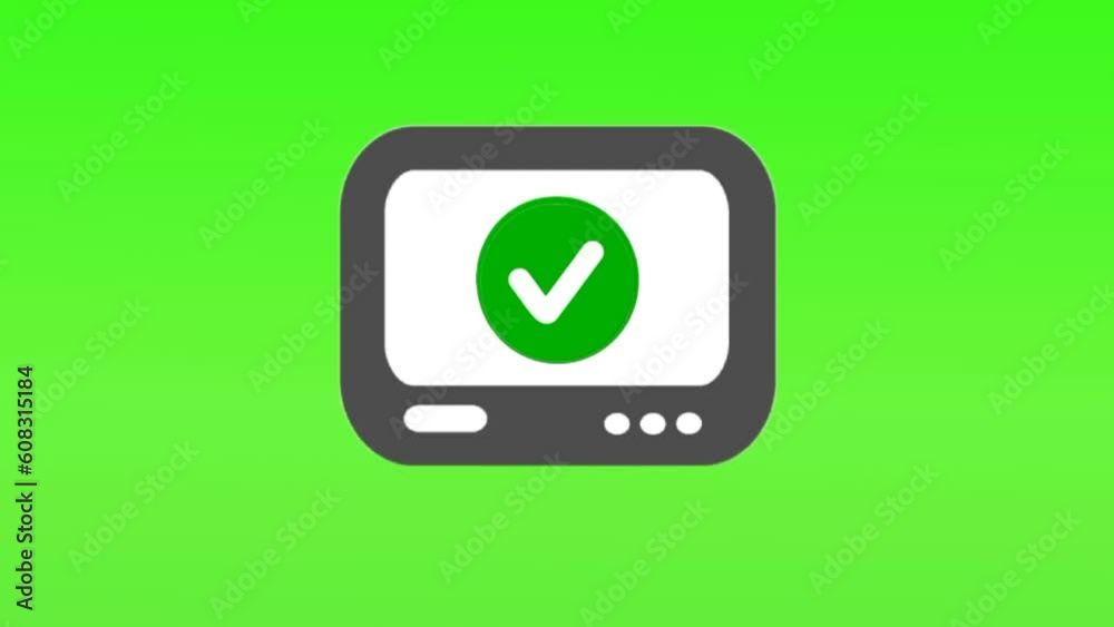 Modern green check mark icon animation on green screen. Success ...