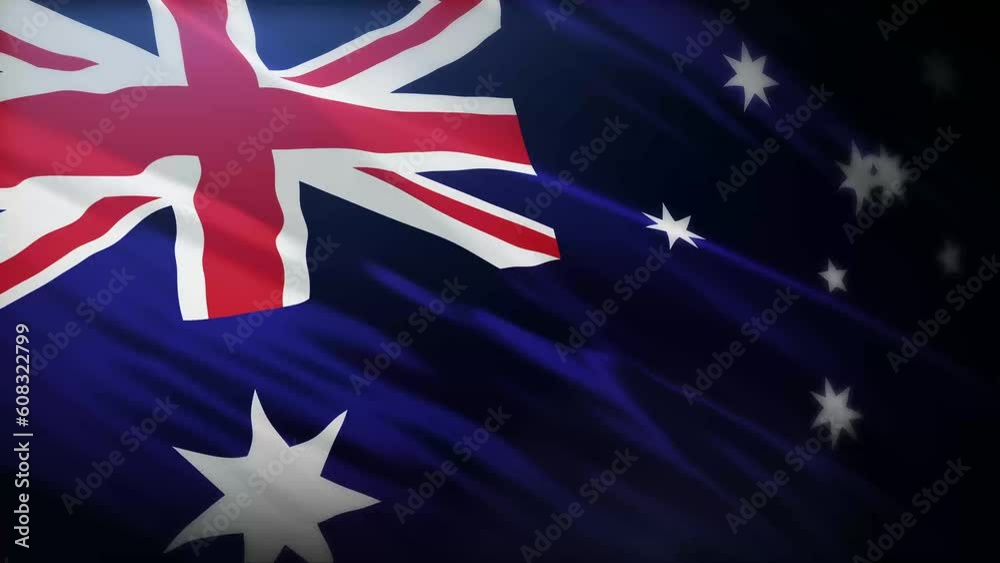 National Flag of Australia, Seamless loop Australia flag animation. A ...