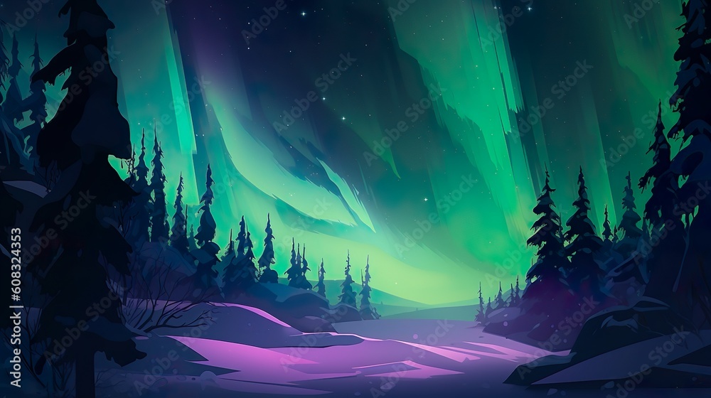Abstract background northern lights. Illustration capturing the ...