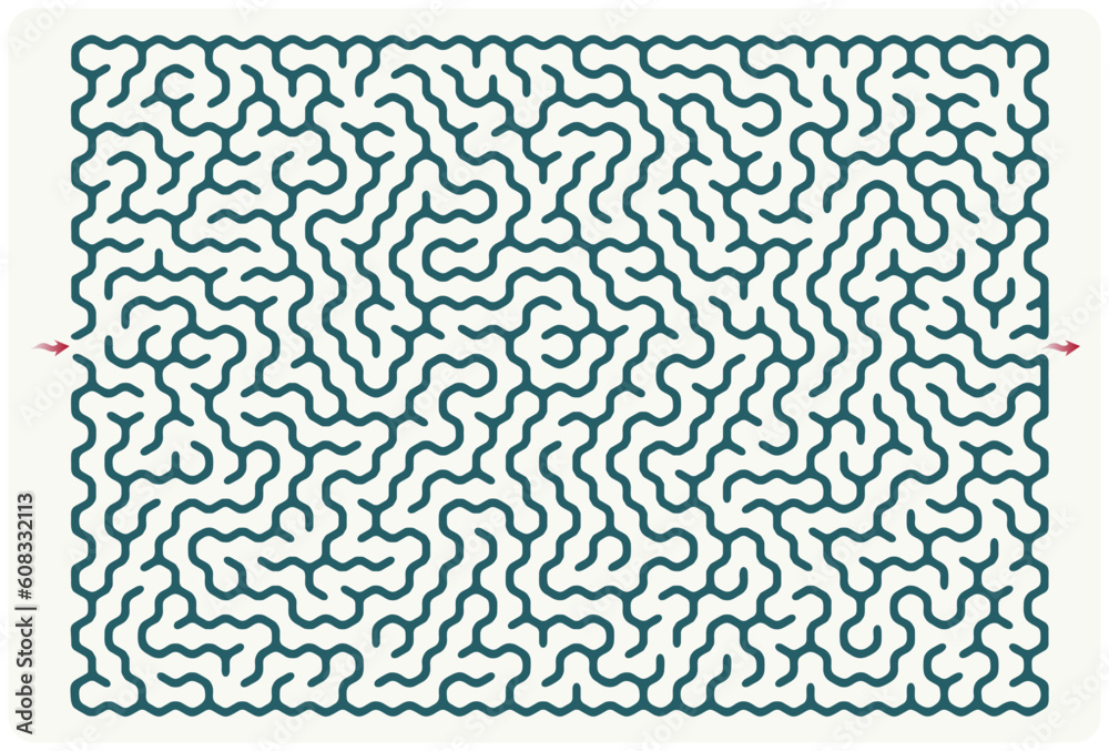 Labyrinth vector, with entry and exit arrows. Fun maze design. Stock ...