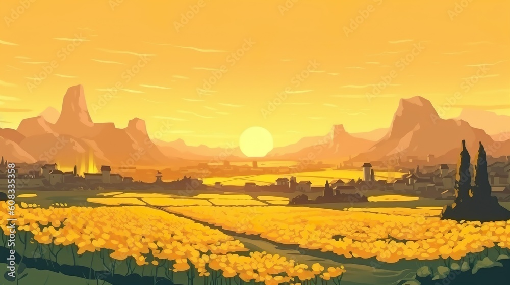 Abstract background field of flowers. A visually attractive banner that ...