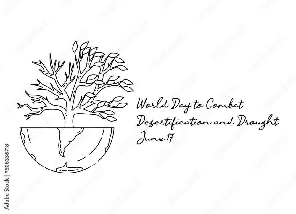 line art of world day to combat desertification and drought good for ...