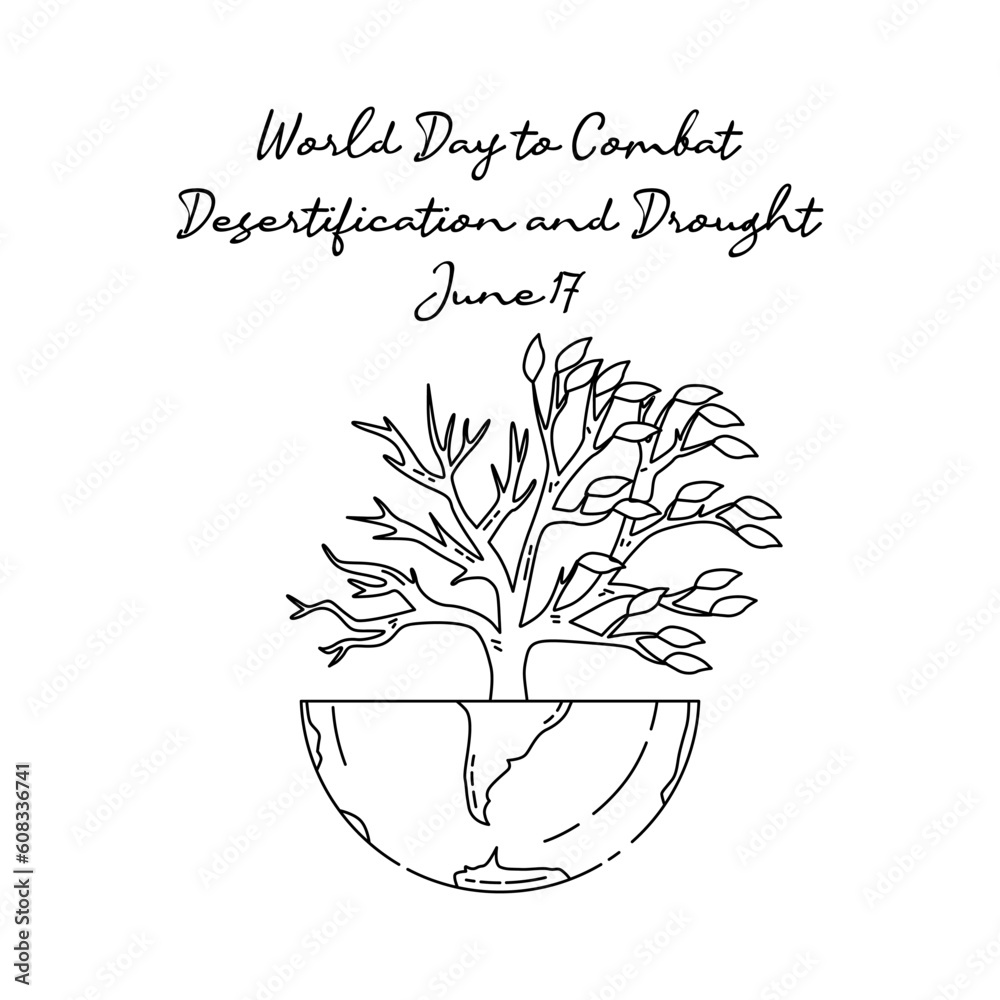 line art of world day to combat desertification and drought good for ...