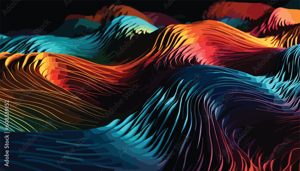 Geometric Wave Patterns: A 3D abstract background showcasing intricate geometric wave patterns ...
