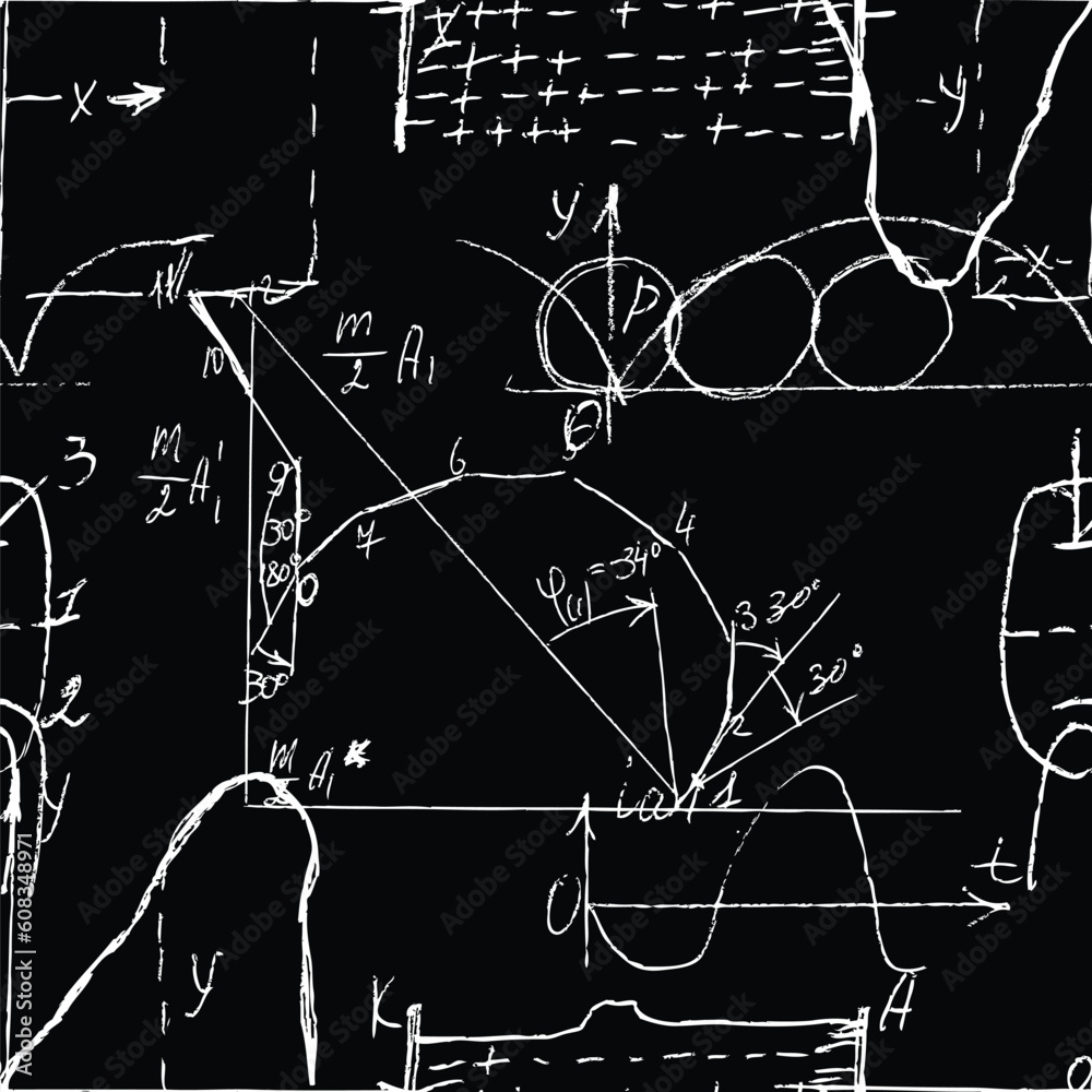 Seamless Endless Pattern Background With Handwritten Mathematical Formulas Math Relationship Or