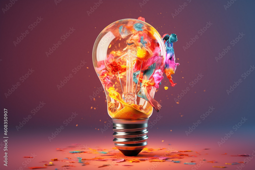 A delicate paper-cut artwork of a lightbulb surrounded by colorful ...