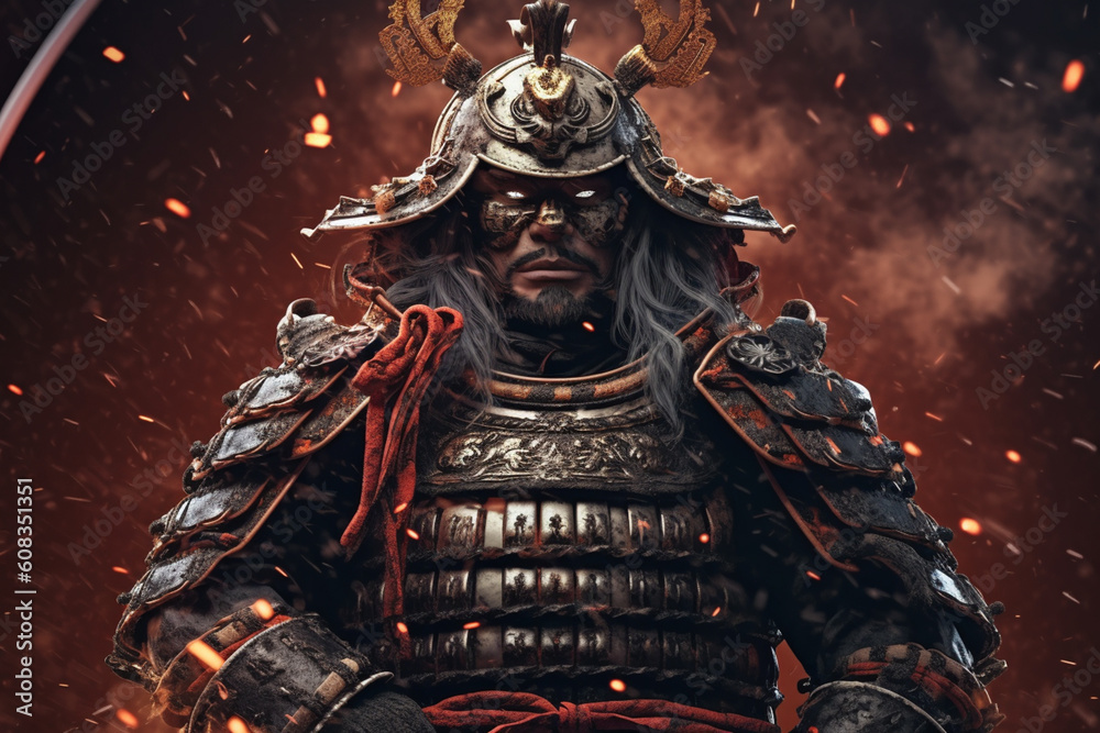 a samurai warrior, with detailed armor and a katana sword, representing ...
