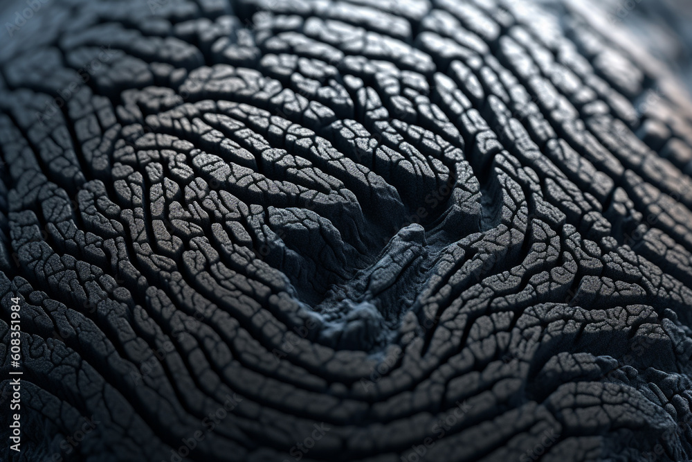 A fingerprint composed of overlapping layers, creating a sense of depth ...