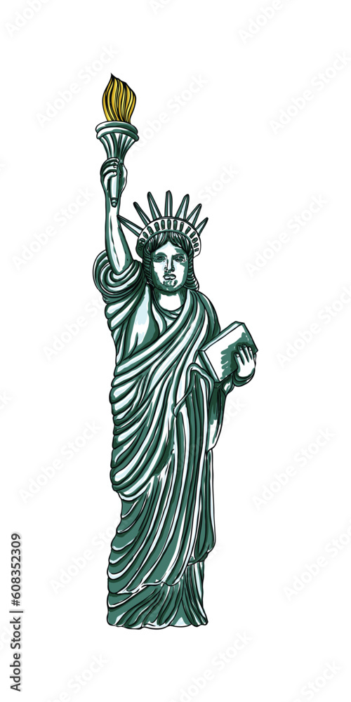 Drawing of Statue of Liberty in color for national posters 4th July ...