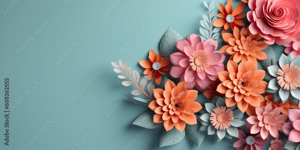 AI Generated. AI Generative. 3d render flower pattern poster decoration ...