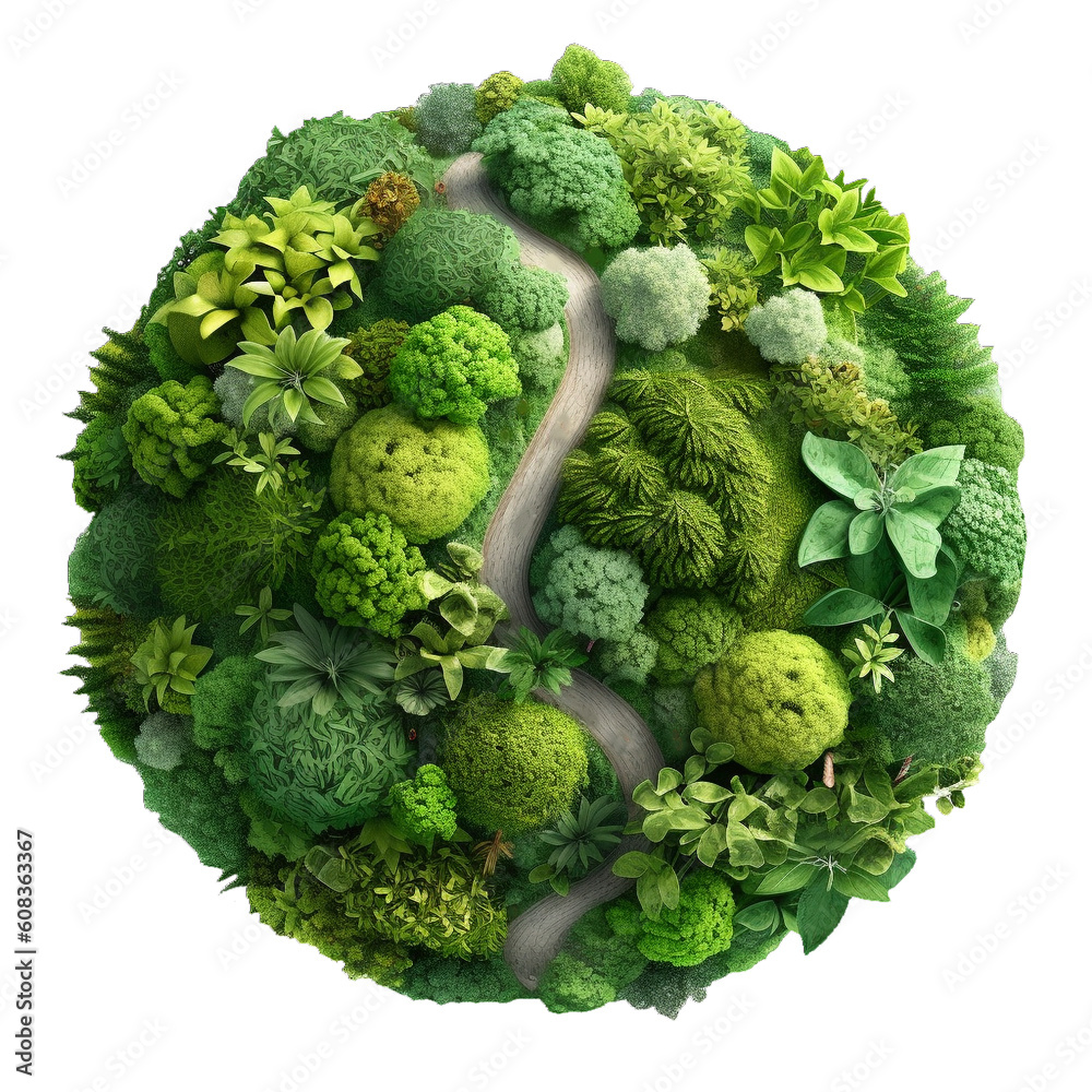 Green planet Earth adorned with trees, symbol of trees preservation ...