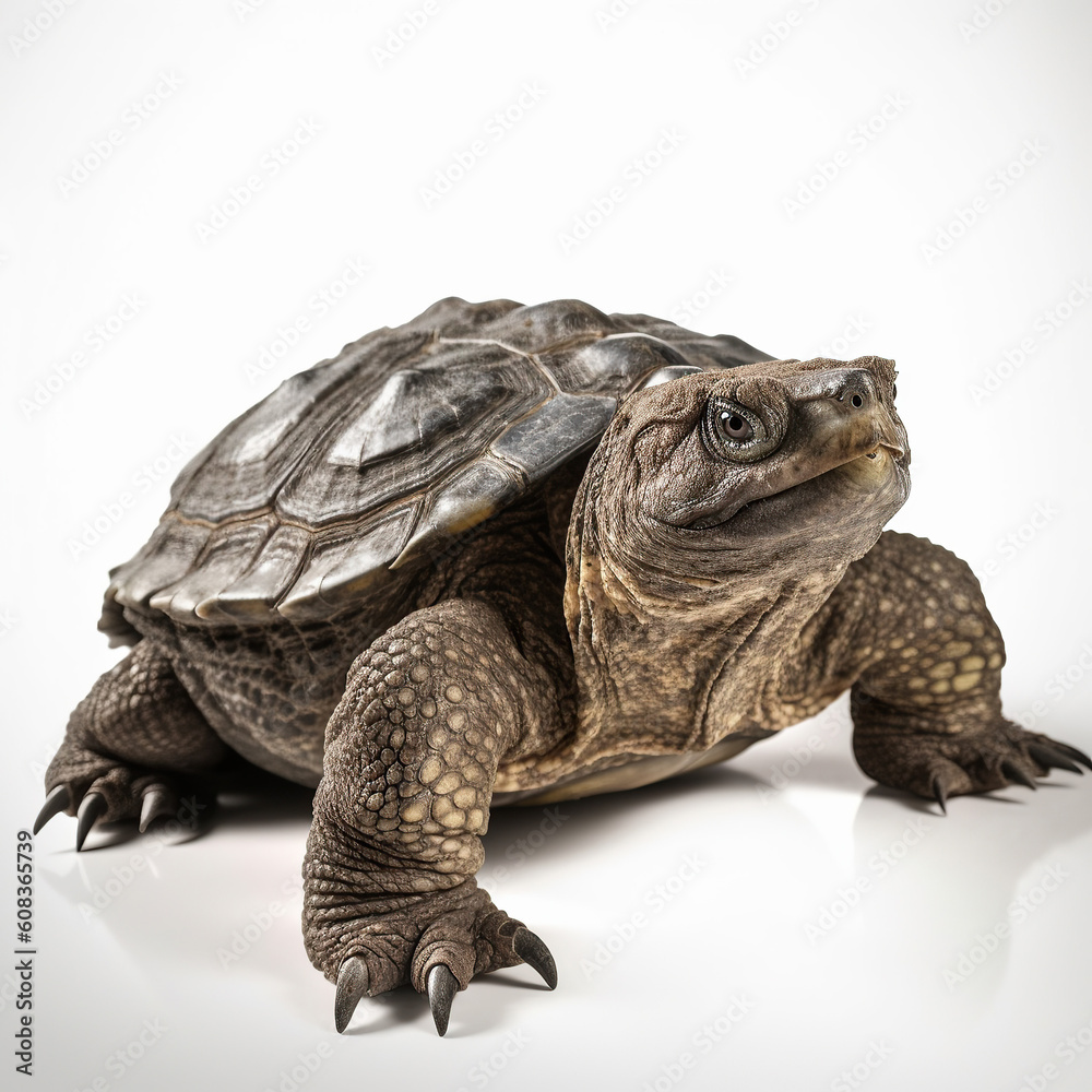 ai generated Illustration common snapping turtle on white isolated ...