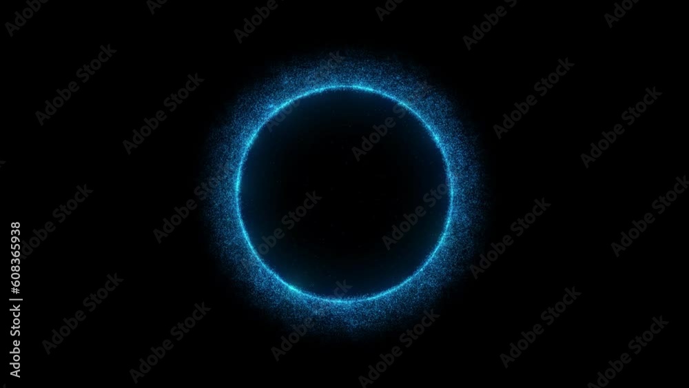 Particle Circle Frame On Black Background. Glitter Particle Circle ...