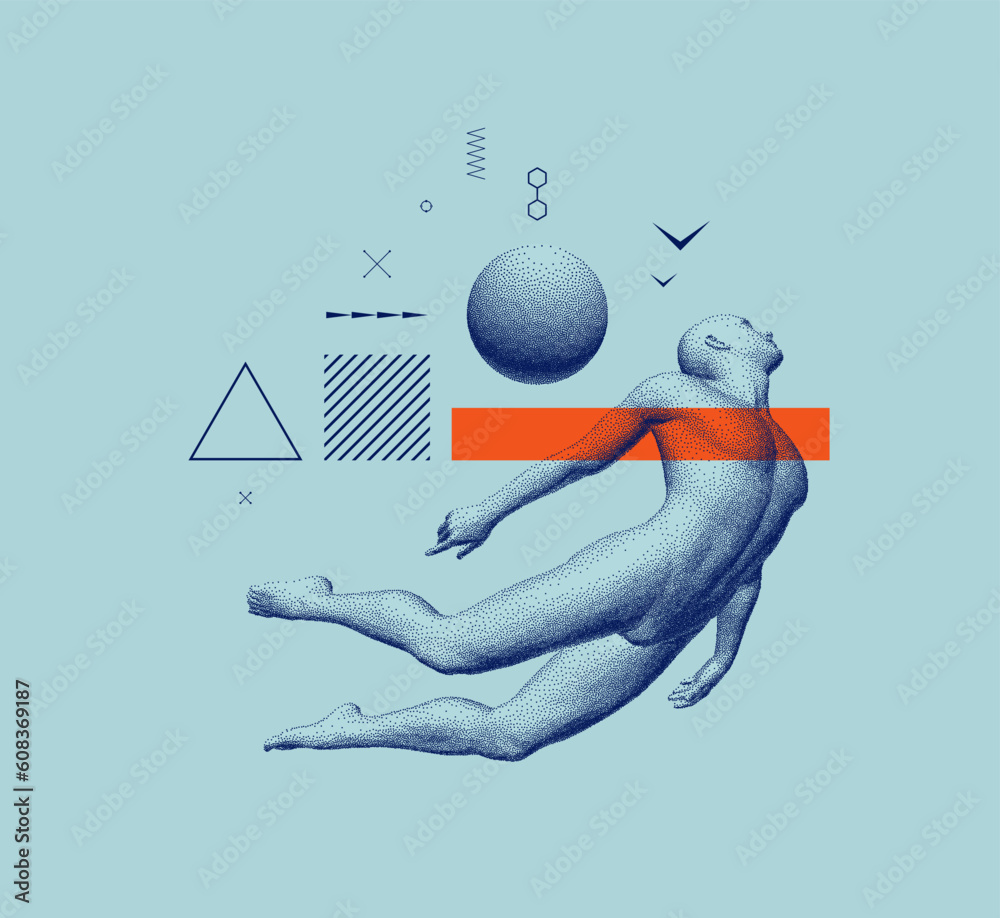 Leadership, freedom or development concept. Jumping man. Flying man in ...