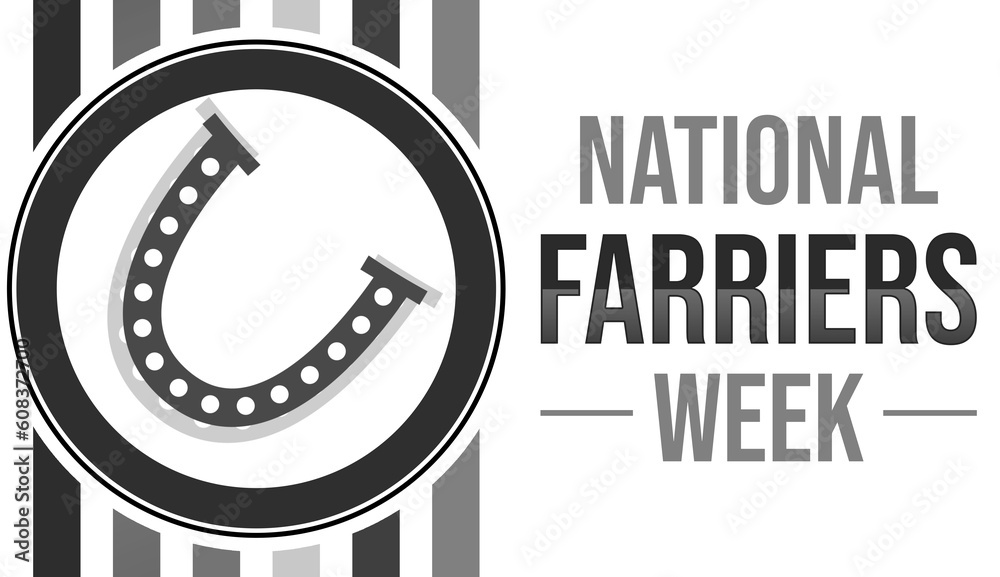 Poster National Farriers Week black and white background with ...