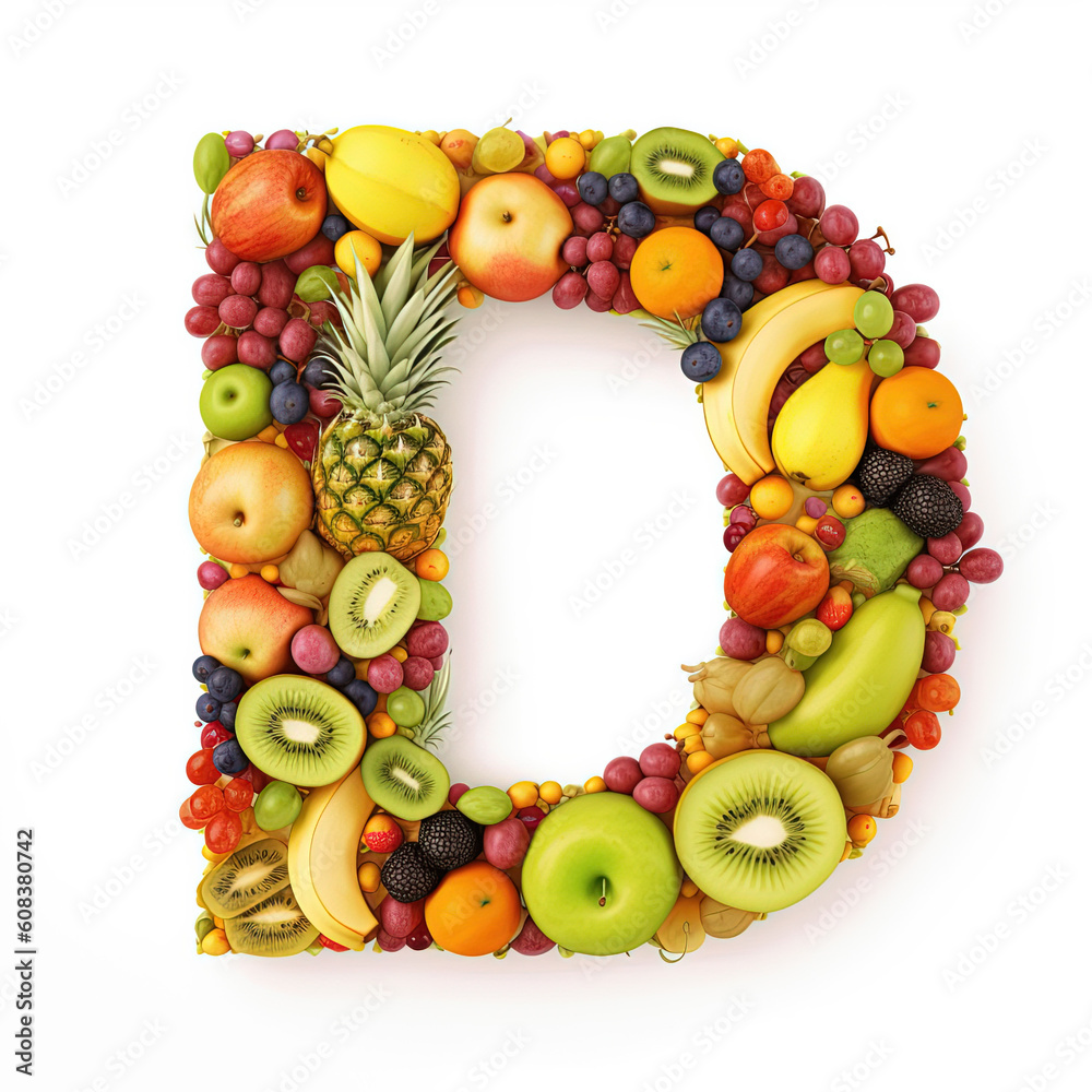 Fruity Delight: A Vibrant Letter D Crafted from Fresh Fruits and Juicy ...