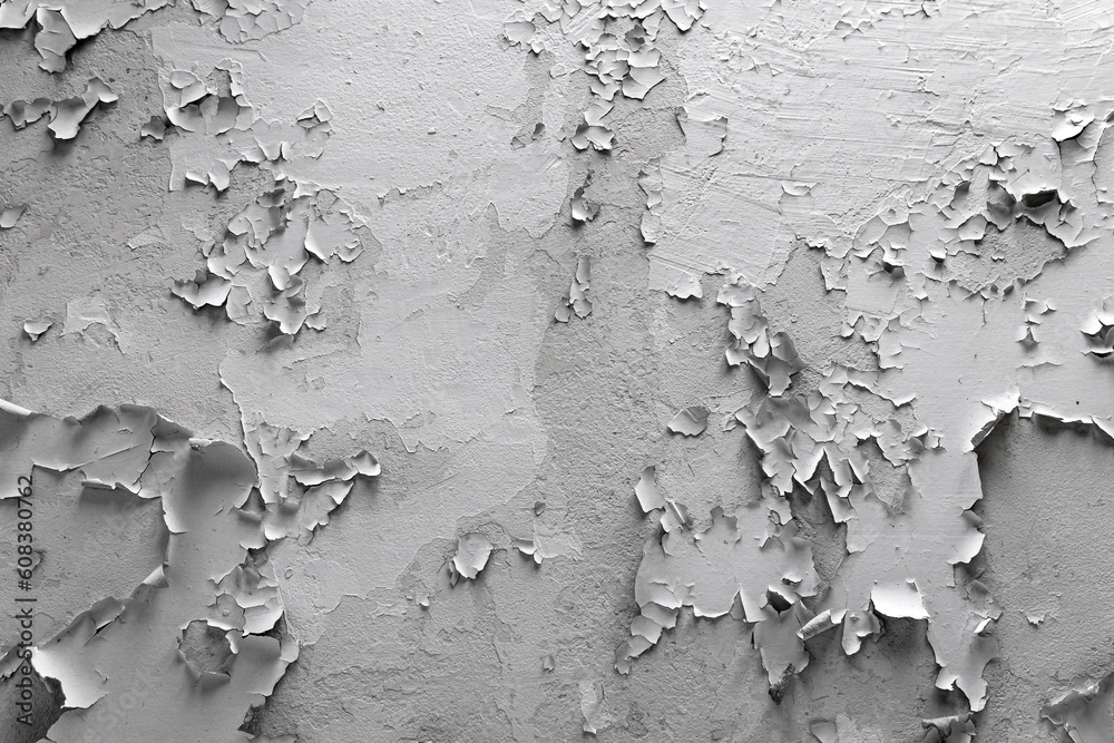 Foto de Old painted wall. White cracked paint on the wall. Grungy ... Foto de Old painted wall. White cracked paint on the wall. Grungy ...