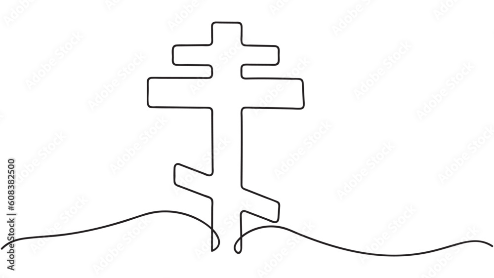 Continuous one line drawing of cross. Symbol of religion, Vector ...