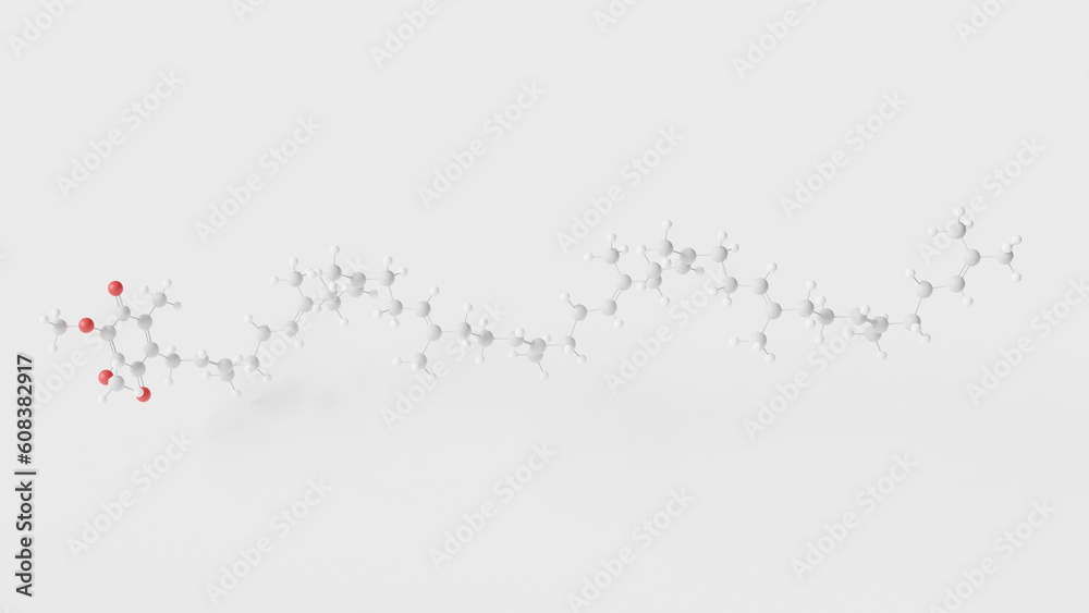 coenzyme q10 molecule 3d, molecular structure, ball and stick model ...