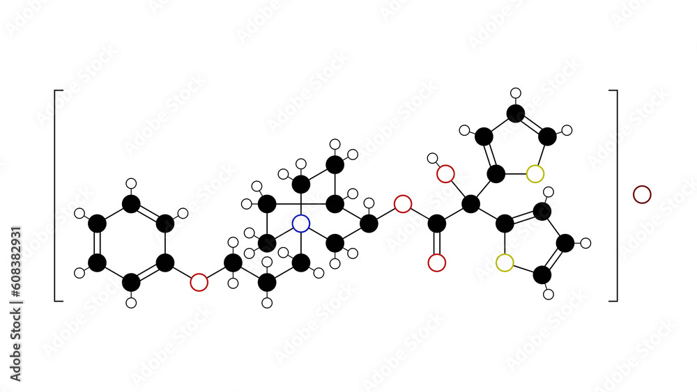 aclidinium bromide molecule, structural chemical formula, ball-and ...
