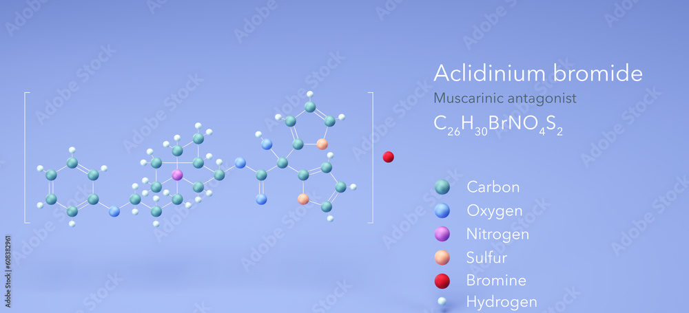 aclidinium bromide molecule, molecular structures, muscarinic ...