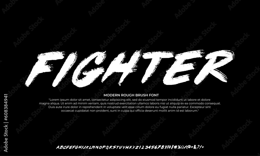 Fighter Brush Font. Hand Lettering Sketch Font. Vector Illustration ...