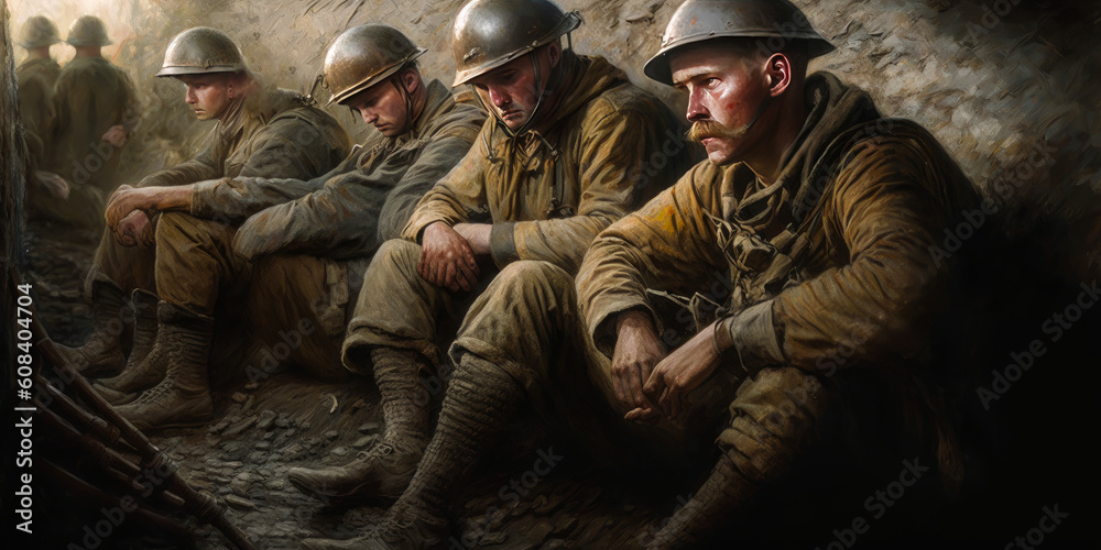 Trench warfare image: soldiers in mud, skillful blur and shadows ...