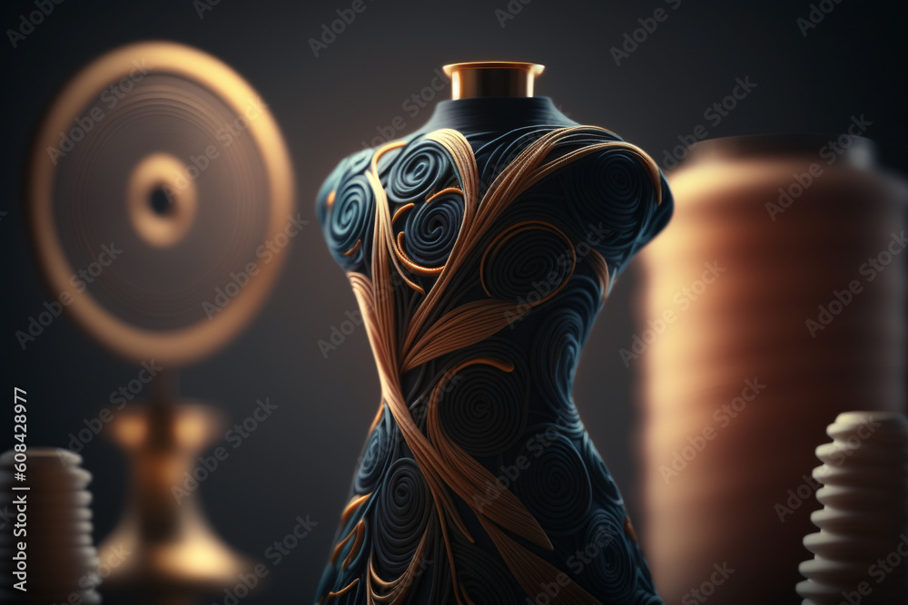 Tailor or dressmaker work and fashion designer atelier sketch items ...