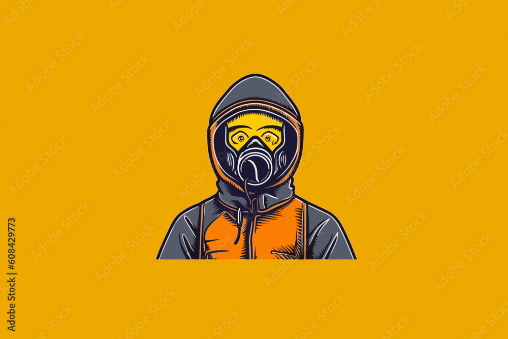 Doodle inspired Welder wearing safety gear, cartoon sticker, sketch ...