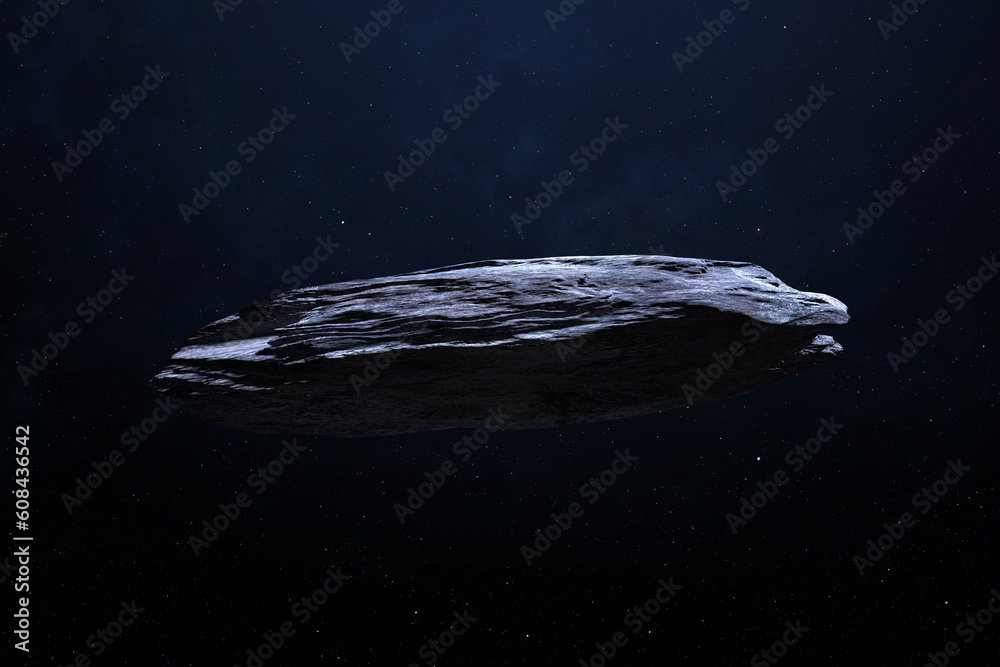 Huge and unusual shaped asteroid. Oumuamua asteroid or comet, is the ...