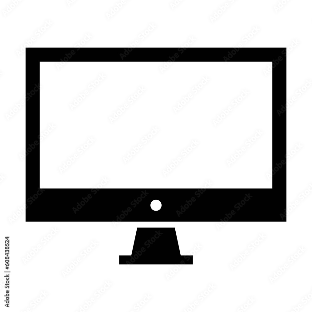 Black computer screen monitor icon for interface concept elements app ...