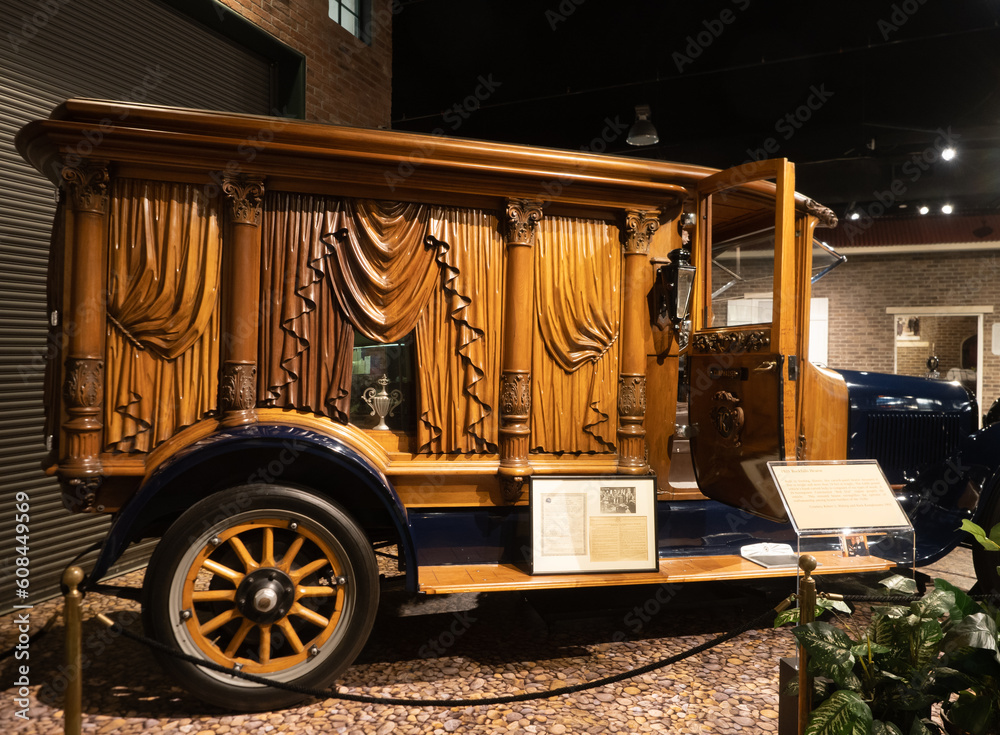 Rockfalls Hearse with Handcarved Wooden Panels on Display at the ...