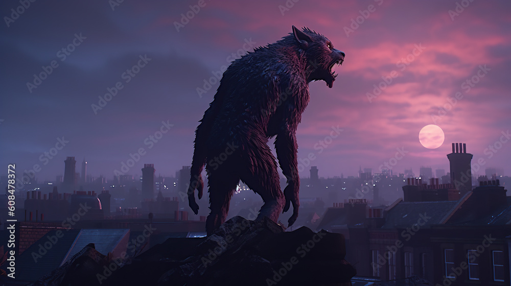 scary werewolf monster. vintage. classic monster. horror story. AI ...