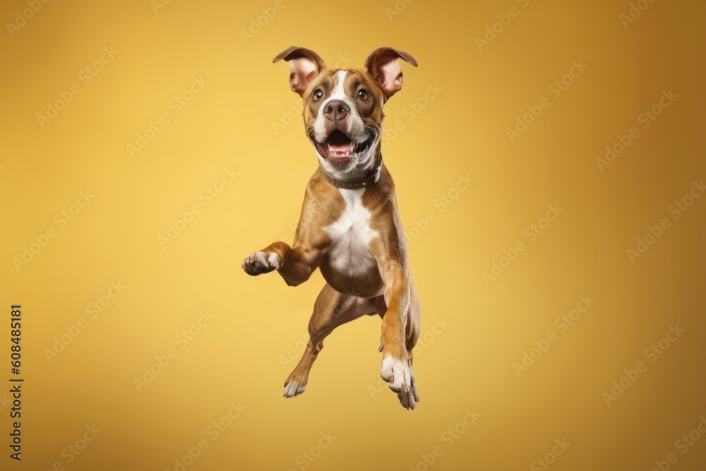 Illustration of a playful dog mid-jump, captured in a moment of pure ...