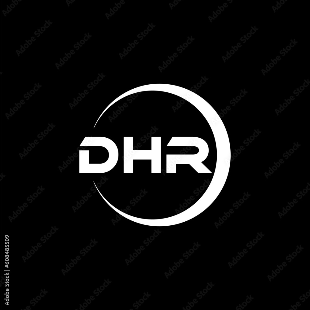 DHR letter logo design with black background in illustrator, cube logo ...