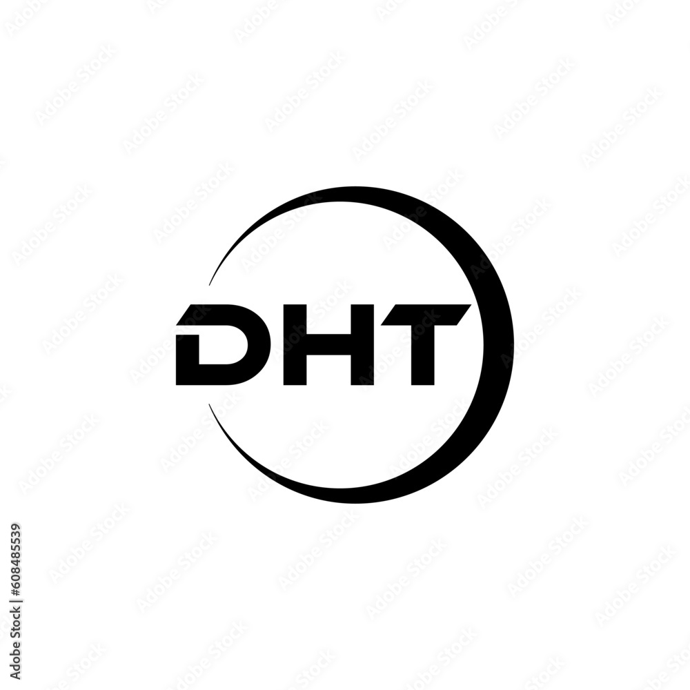 DHT letter logo design with white background in illustrator, cube logo ...