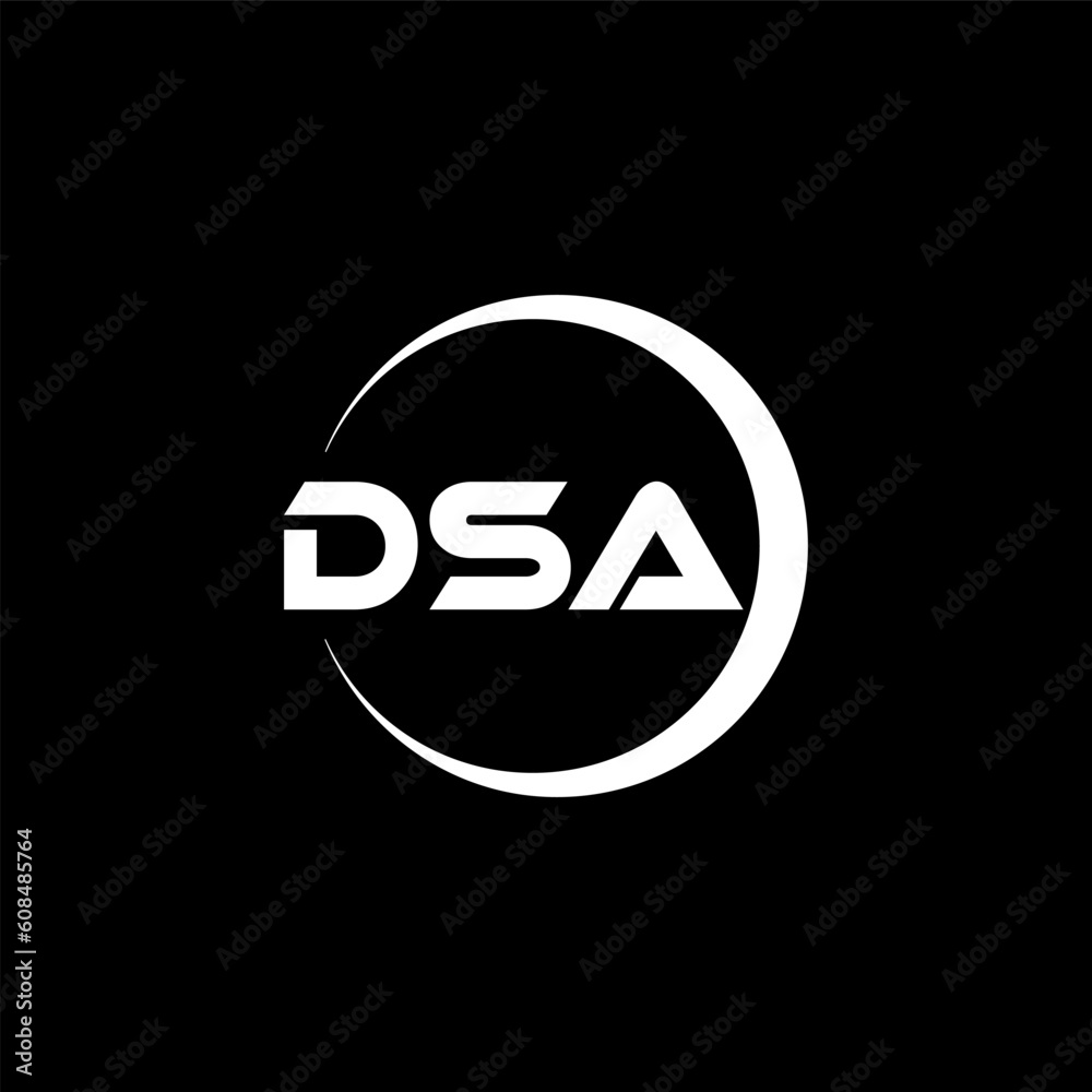 DSA letter logo design with black background in illustrator, cube logo ...
