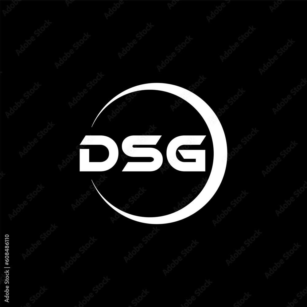 DSG letter logo design with black background in illustrator, cube logo ...