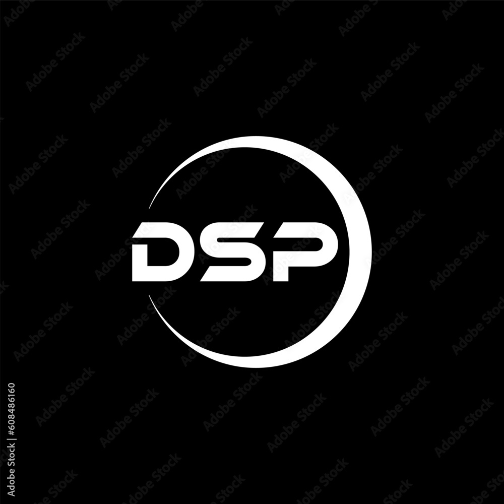 DSP letter logo design with black background in illustrator, cube logo ...
