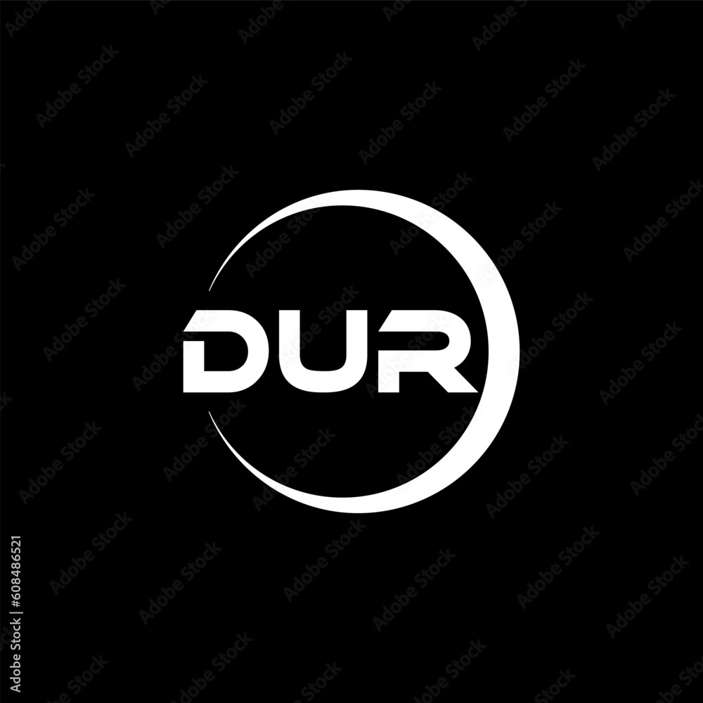 DUR letter logo design with black background in illustrator, cube logo ...