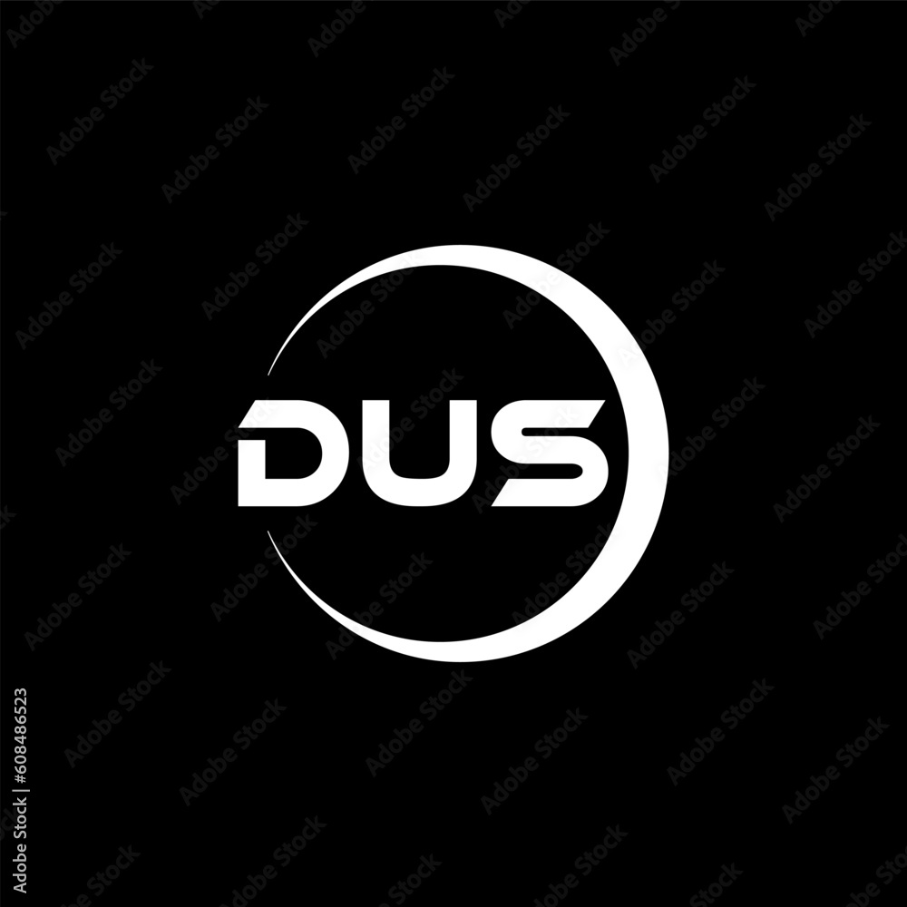 DUS letter logo design with black background in illustrator, cube logo ...