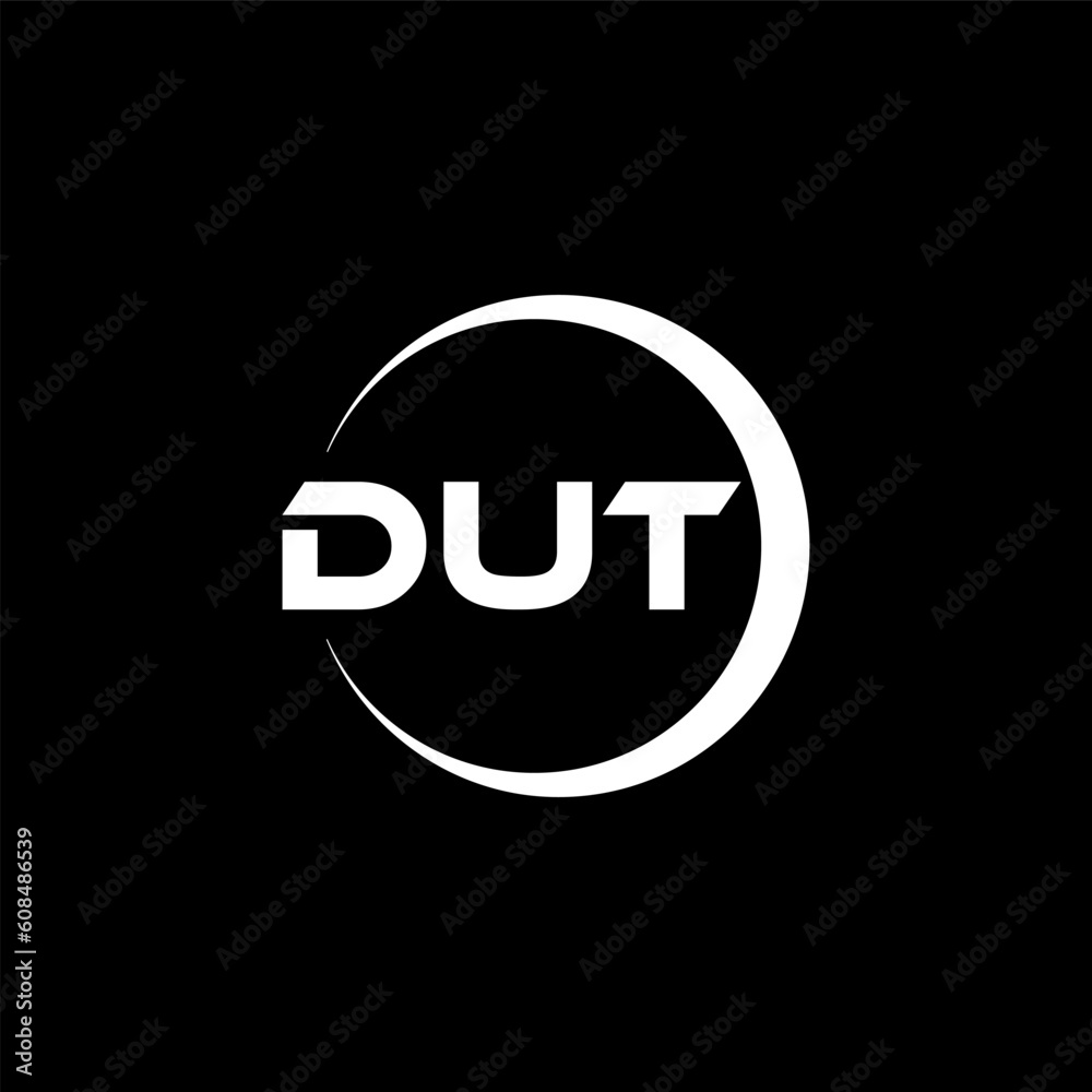 DUT letter logo design with black background in illustrator, cube logo ...