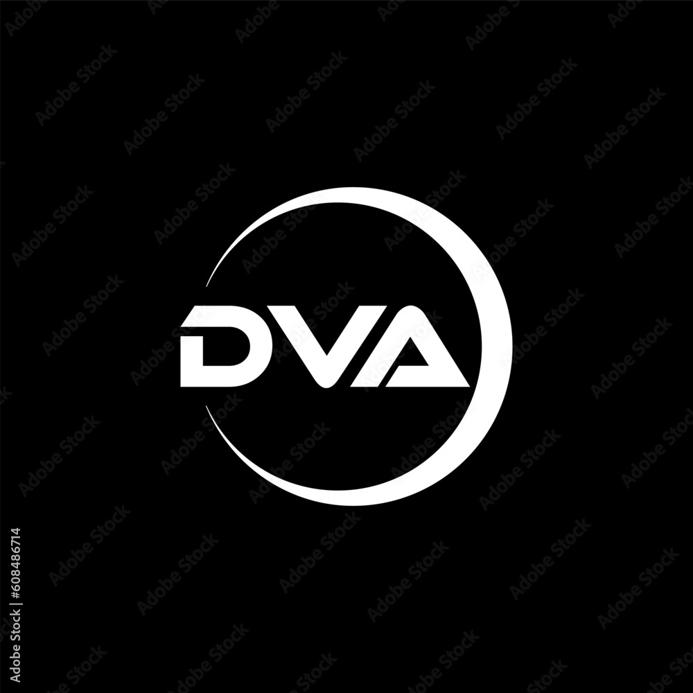 DVA letter logo design with black background in illustrator, cube logo ...