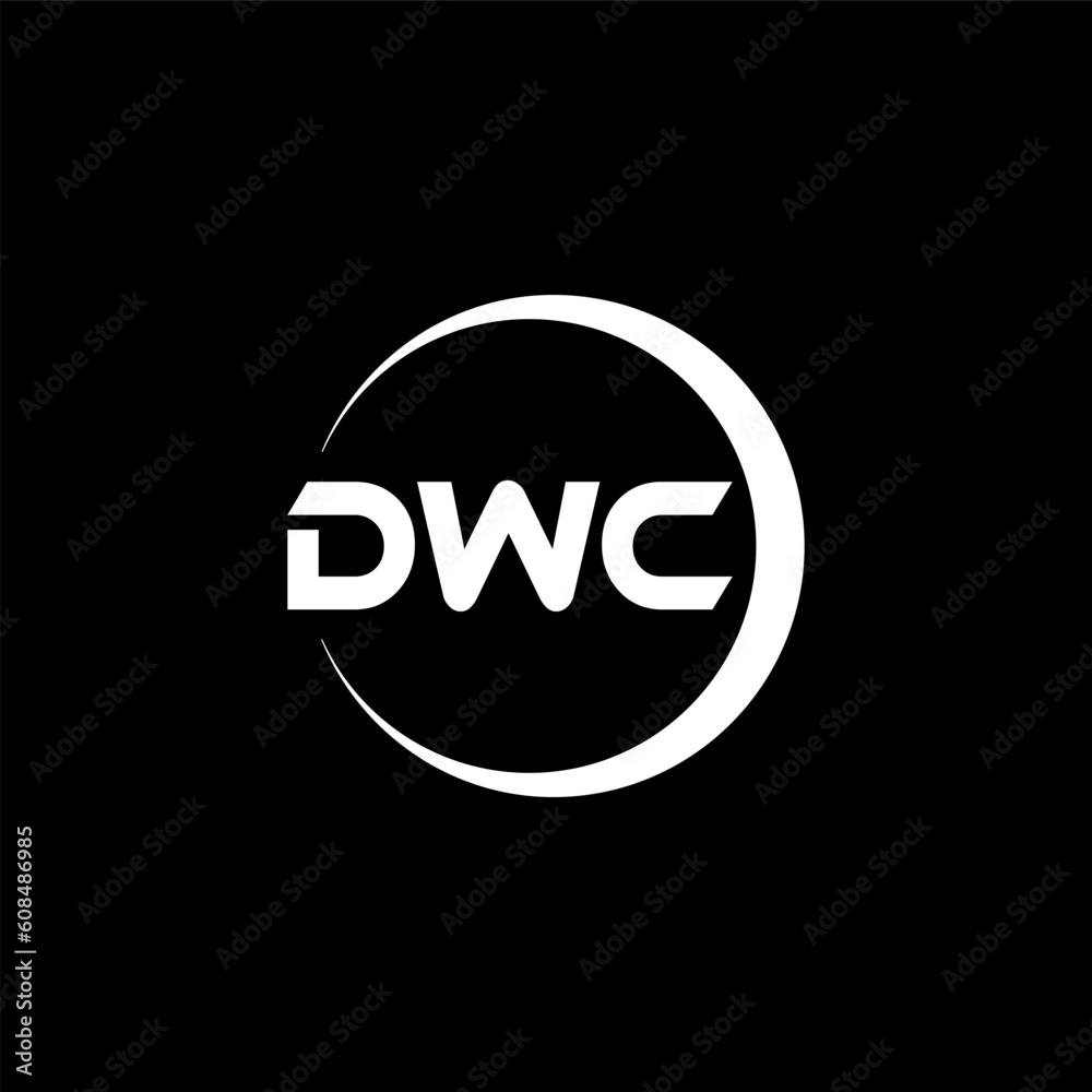 DWC letter logo design with black background in illustrator, cube logo ...