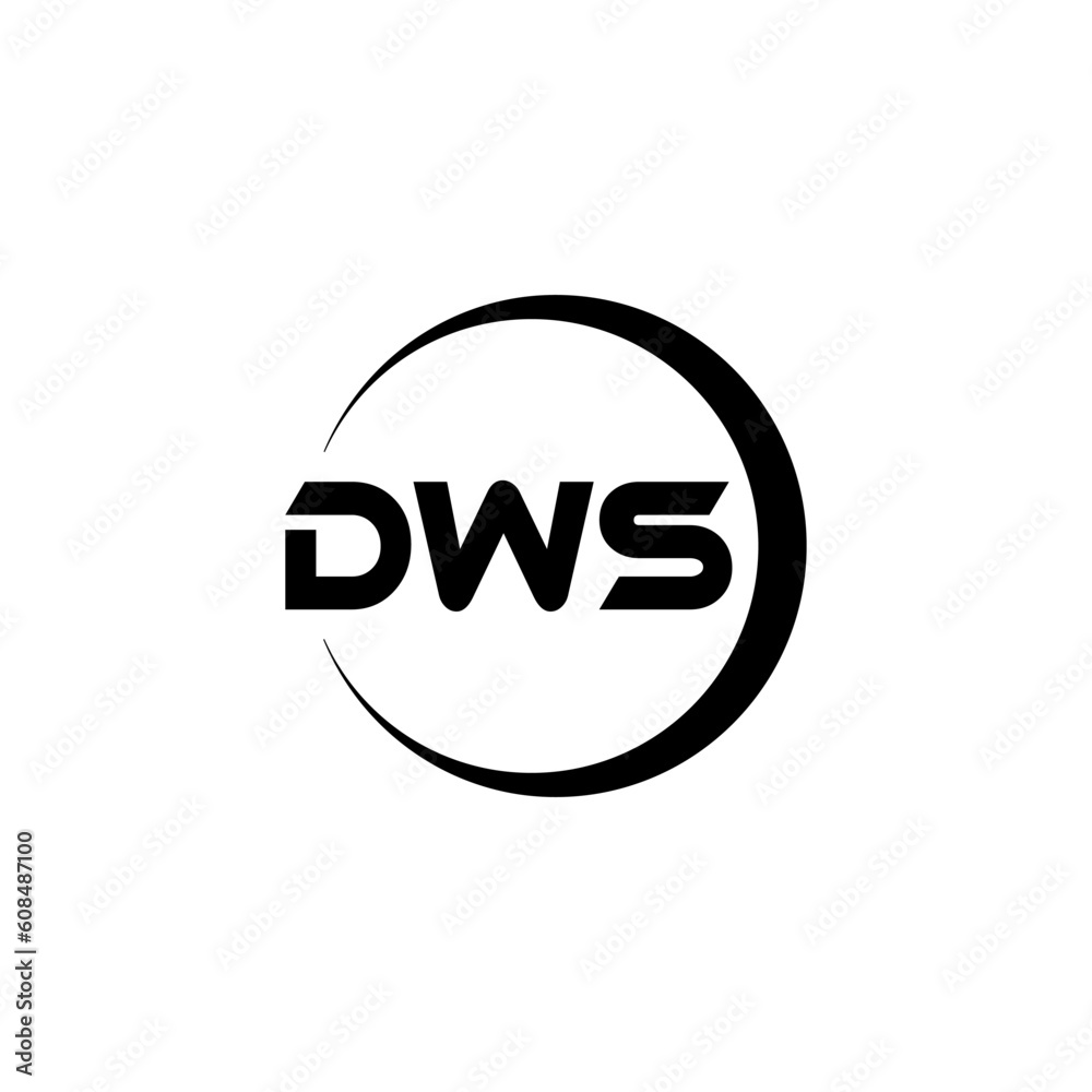 DWS letter logo design with white background in illustrator, cube logo ...