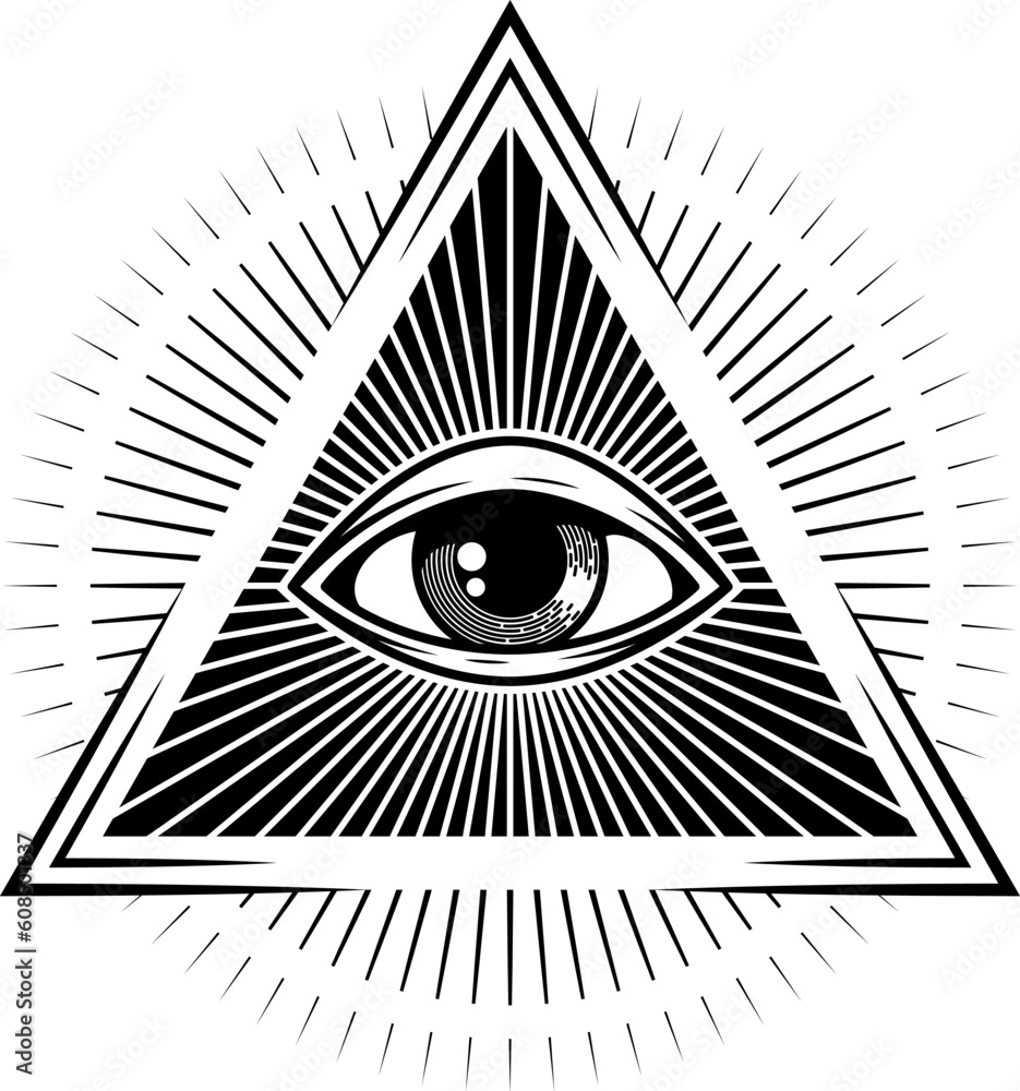 Occult providence eye magical esoteric religion sign in pyramid, sacred ...